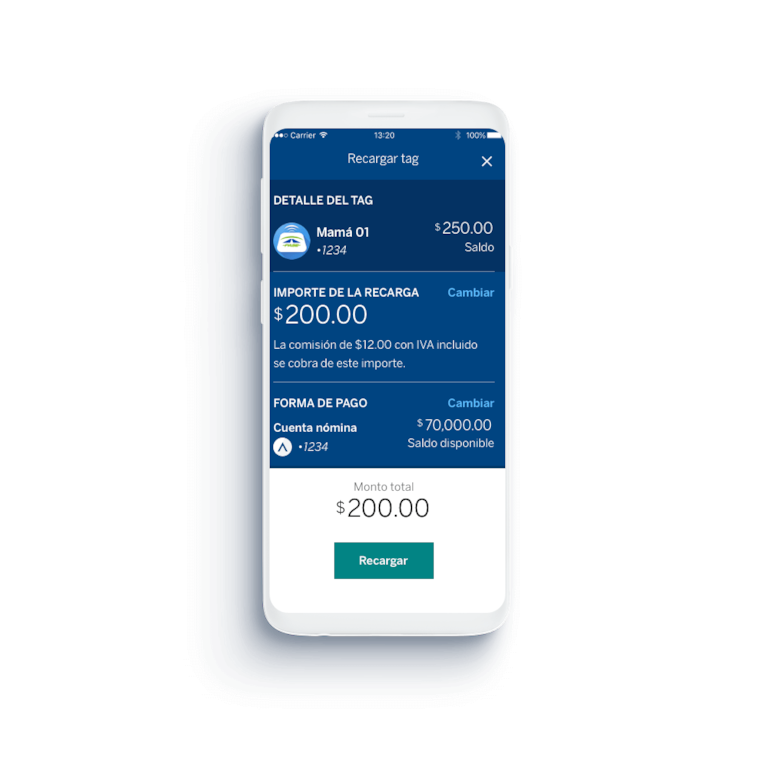 Recarga de tag PASE | BBVA México
