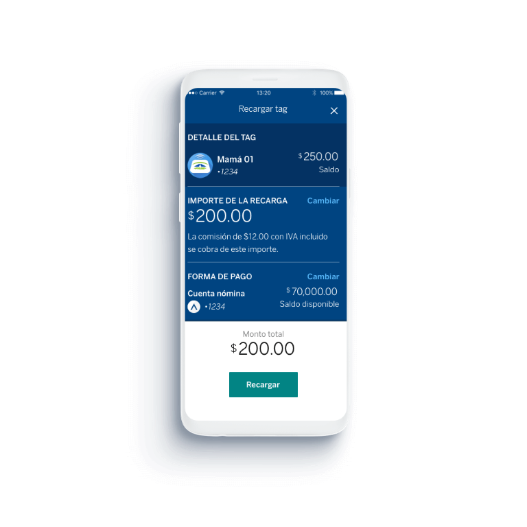 Recarga de tag PASE | BBVA México