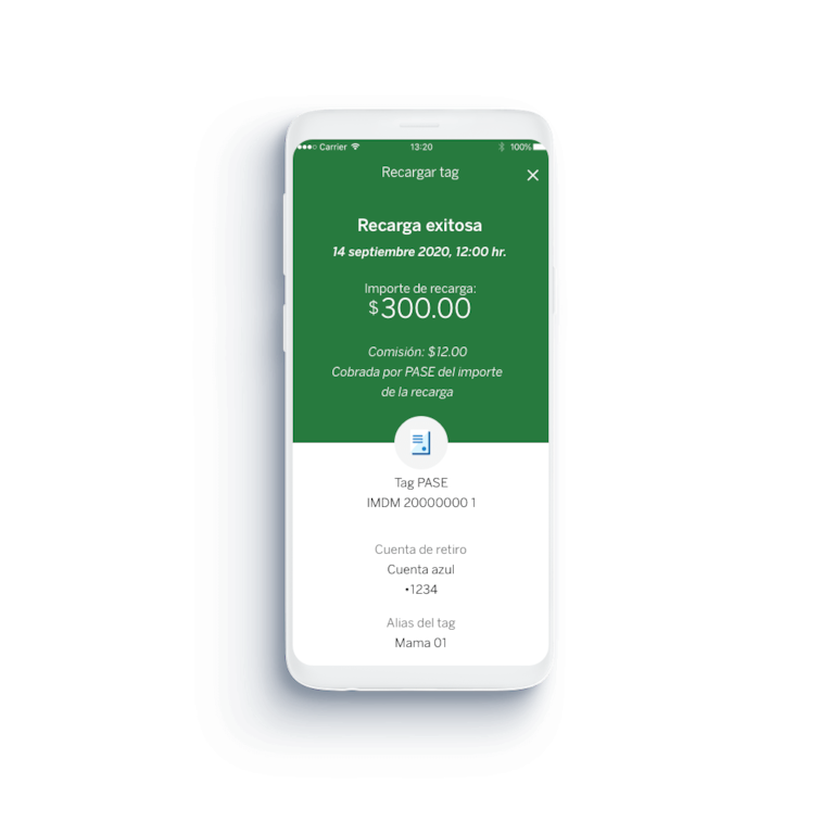 Recarga de tag PASE | BBVA México